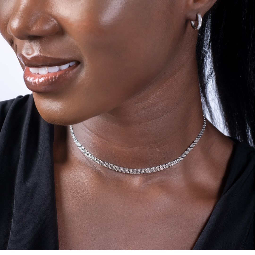 JWL Silver Mesh Choker - Sterling Silver – Jewellery With Love