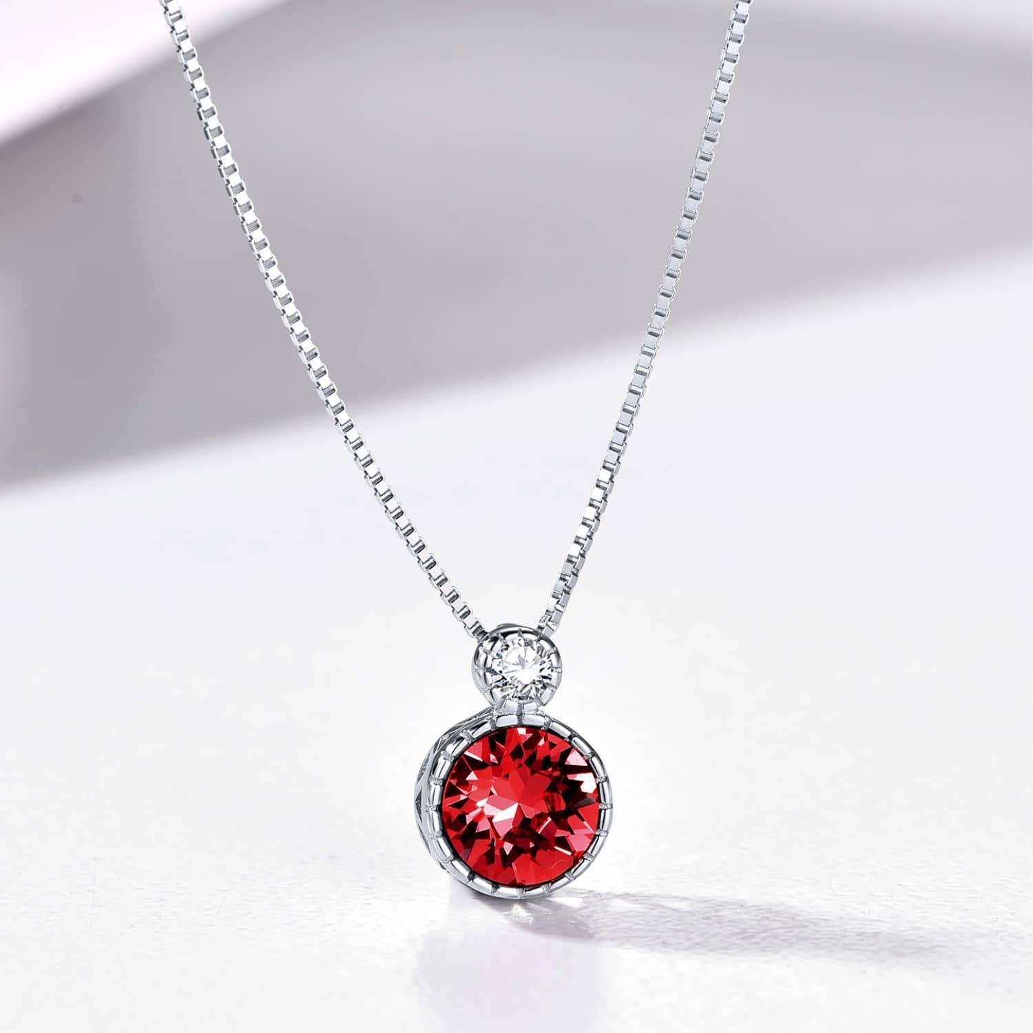 Garnet Red Austrian Crystal Solitaire Pendant