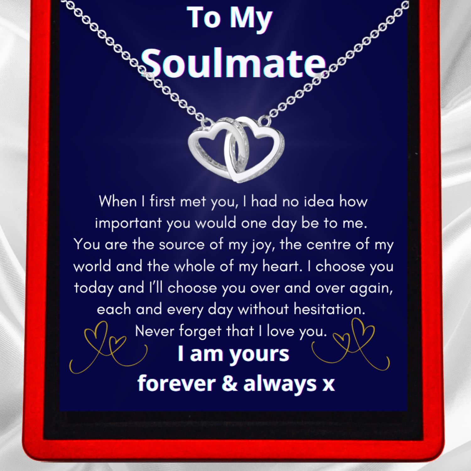 Soulmate I Choose You Silver Interlocking Hearts Necklace