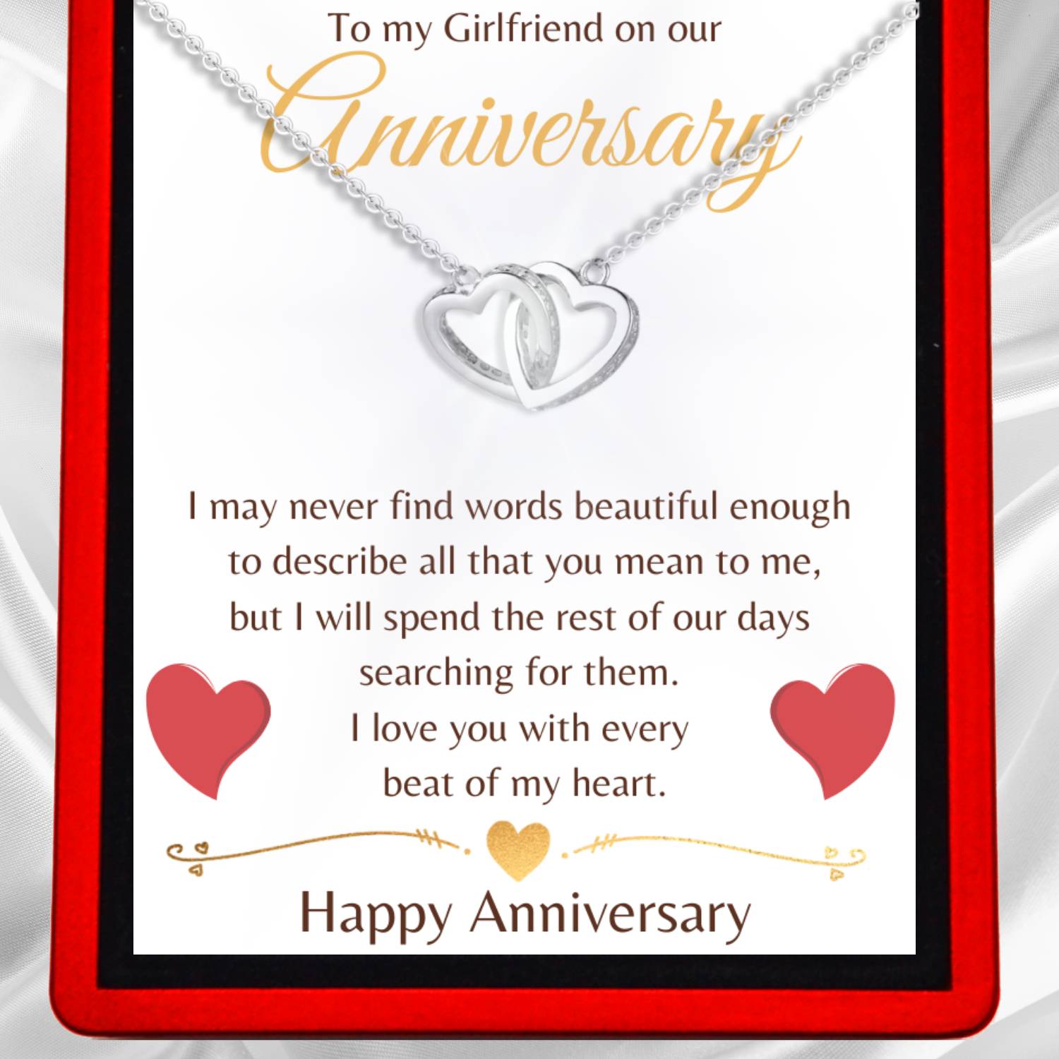 Buy Girlfriend Anniversary Interlocking Hearts Necklace